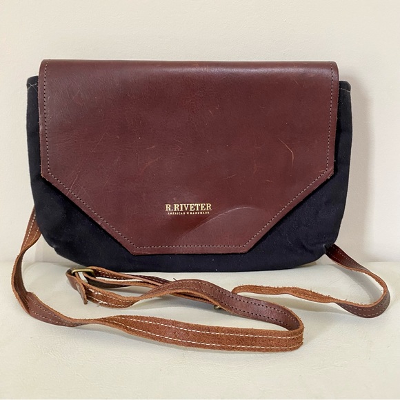 R. Riveter | Bags | R Riveter Patton Brown Leather Black Canvas ...
